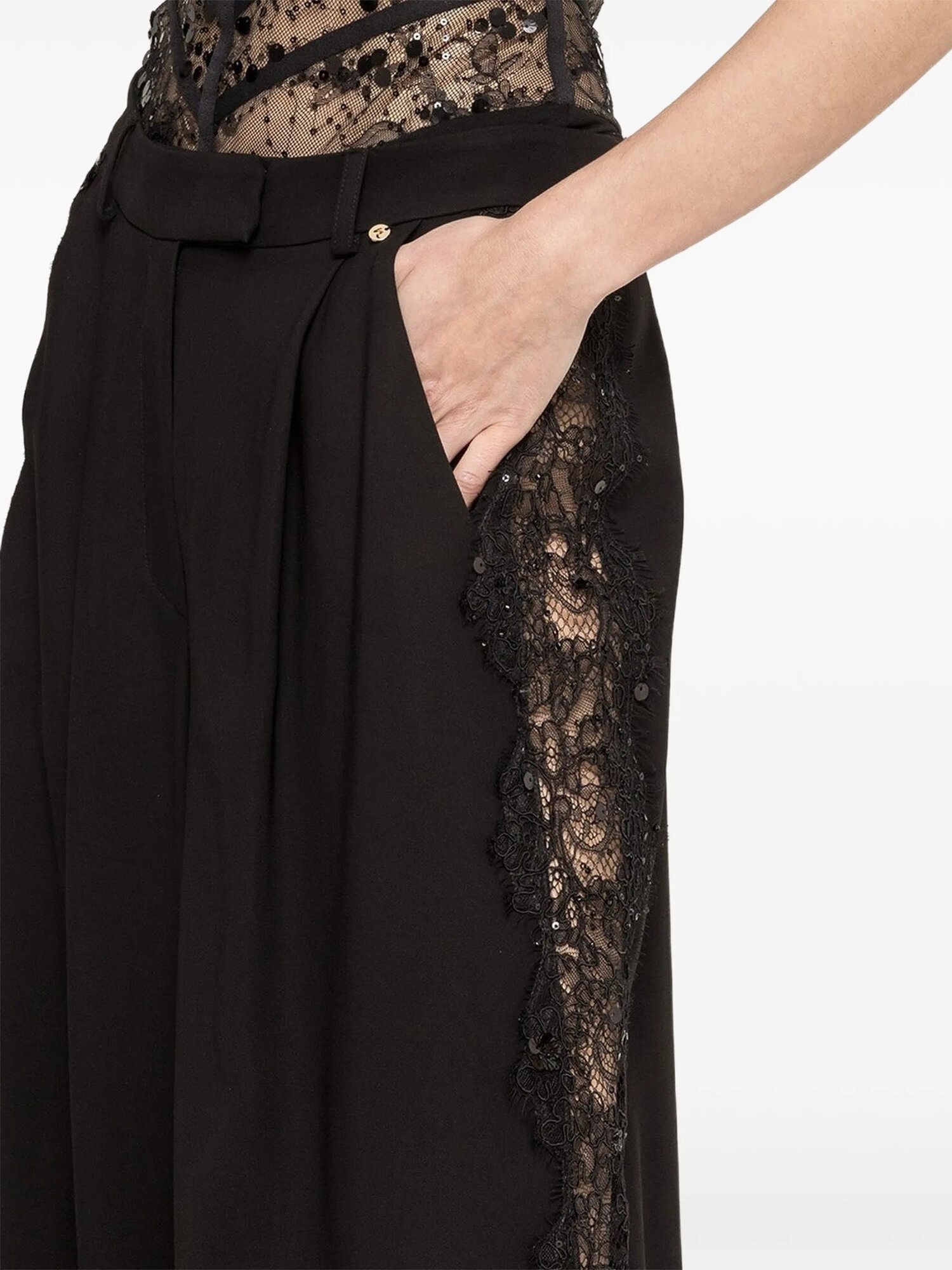 Брюки Nissa Lace insert trousers, размер 36, black/black — фото 1