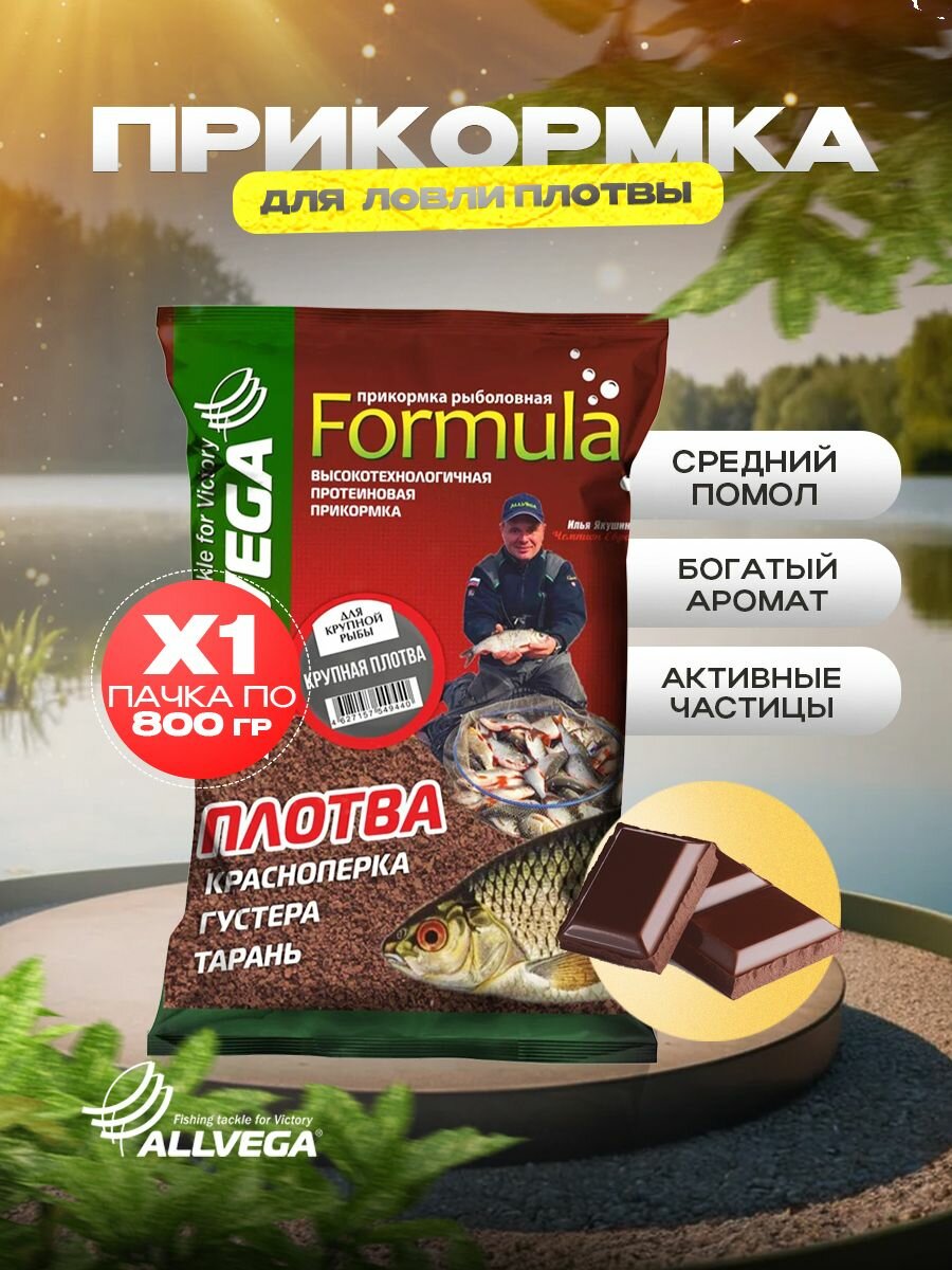 Прикормка для рыбалки ALLVEGA Formula Крупная плотва 1 пачка 0.8кг
