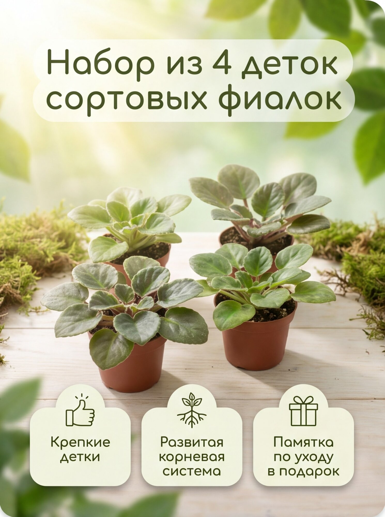 Детки сортовых фиалок, набор из 4 штук