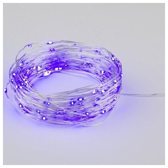 Светодиодная гирлянда Uniel ULD-S1000-100-SCB-3AA PURPLE IP20 DEW "Роса" на батарейках 3AA (не в/к), 10м. 100 светодиодов. Фиолетовый свет, UL-00007187