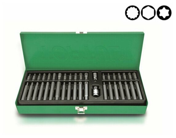 Набор удлиненных бит 1/2" 3/8" 40 предметов в кейсе TOPTUL (GAAD4002)
