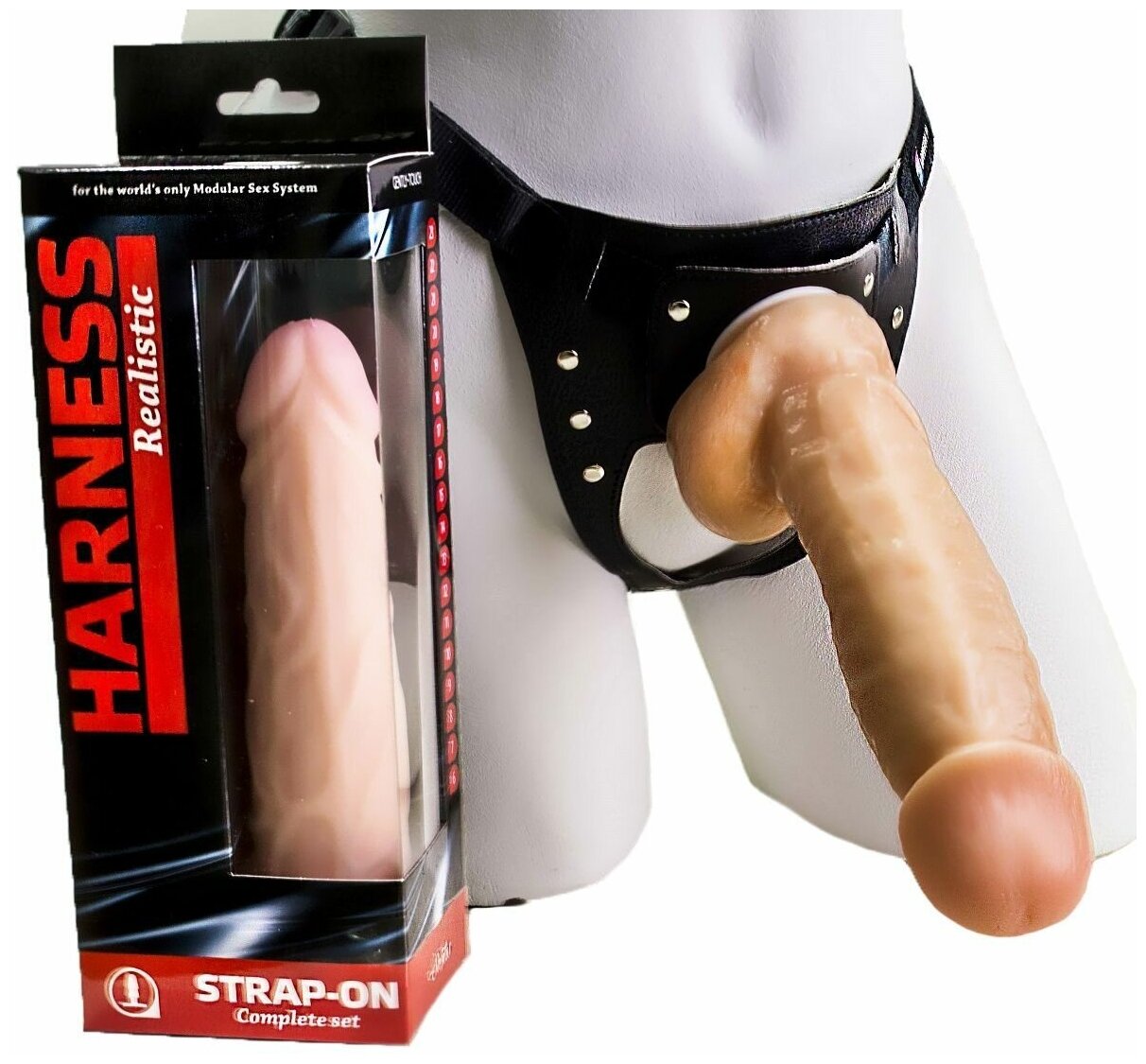 LOVETOY (А-Полимер) Страпон ПВХ Harness Realistic 20,5 см, 285503, телесный