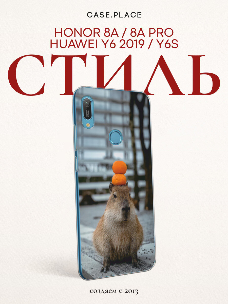 Чехол на Huawei Y6 2019/Honor 8a/8a Pro/Y6s / Хонор 8А с принтом Капибара медитирует