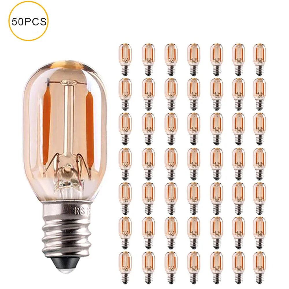 Genixgreen Т22G светодиодные лампы 1Вт янтарное стекло E12 E14 220В 50PCS, E14 220V