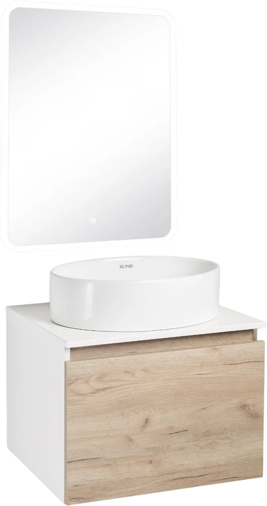 Мебель для ванной Runo Бари 60 крафтовый дуб, раковина Ovale 50