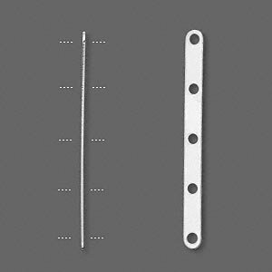 Разделитель, 35х3мм, гладкий, на 5 отверстий, базовый материал - латунь, посеребренный, 5 шт.