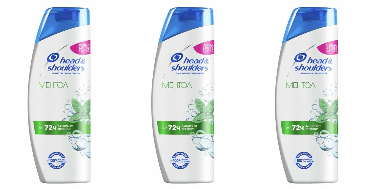 Head&Shoulders Шампунь для волос Ментол, 400 мл, 3 шт