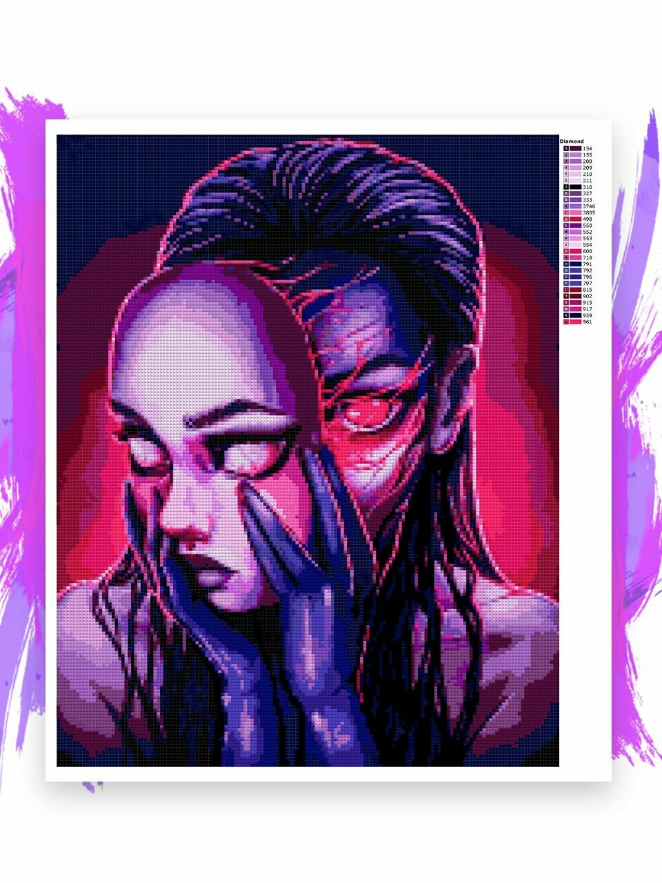 Алмазная мозаика без подрамника - вышивка Девушка в маске 40 х 50 см