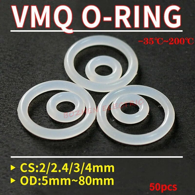 Силиконовые уплотнительные кольца 50 шт. 2/2.4/3/4 мм OD 6mm (CS 2mm)