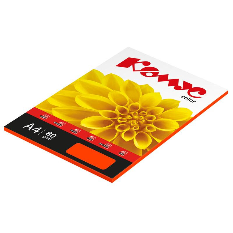 Бумага цветная Комус Color (шафран интенсив) 80г А4 50 л 1 шт