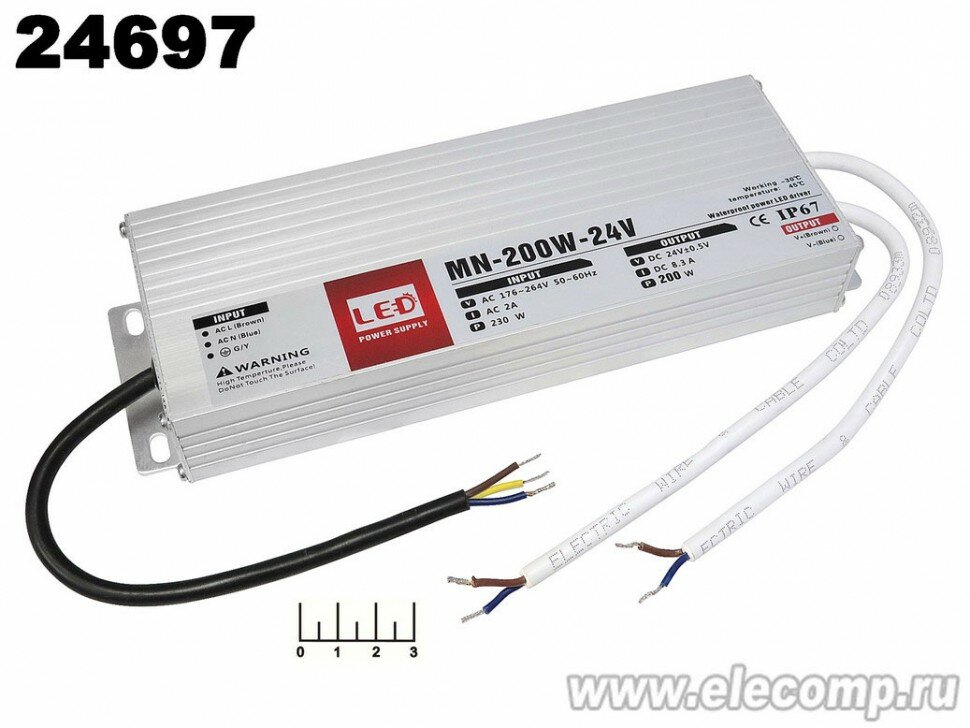 Блок питания 24V 8.3A 200W MN-200W-24V/LE24V-200W IP67