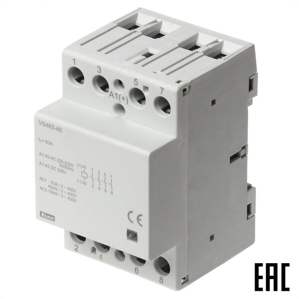 Контактор модульный VS463-40 63А 4з AC/DC 230В на Din-рейку ELKO EP