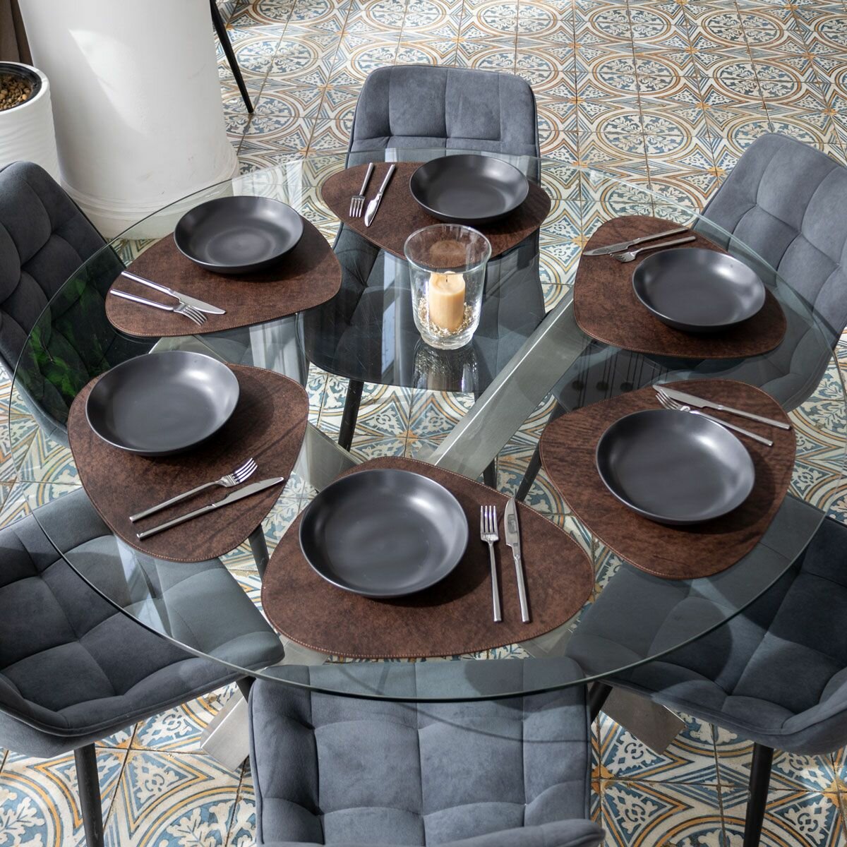 Набор из кожаных подставок под горячее, плейсматов в стиле лофт Dale Woodland by J.Audmorr