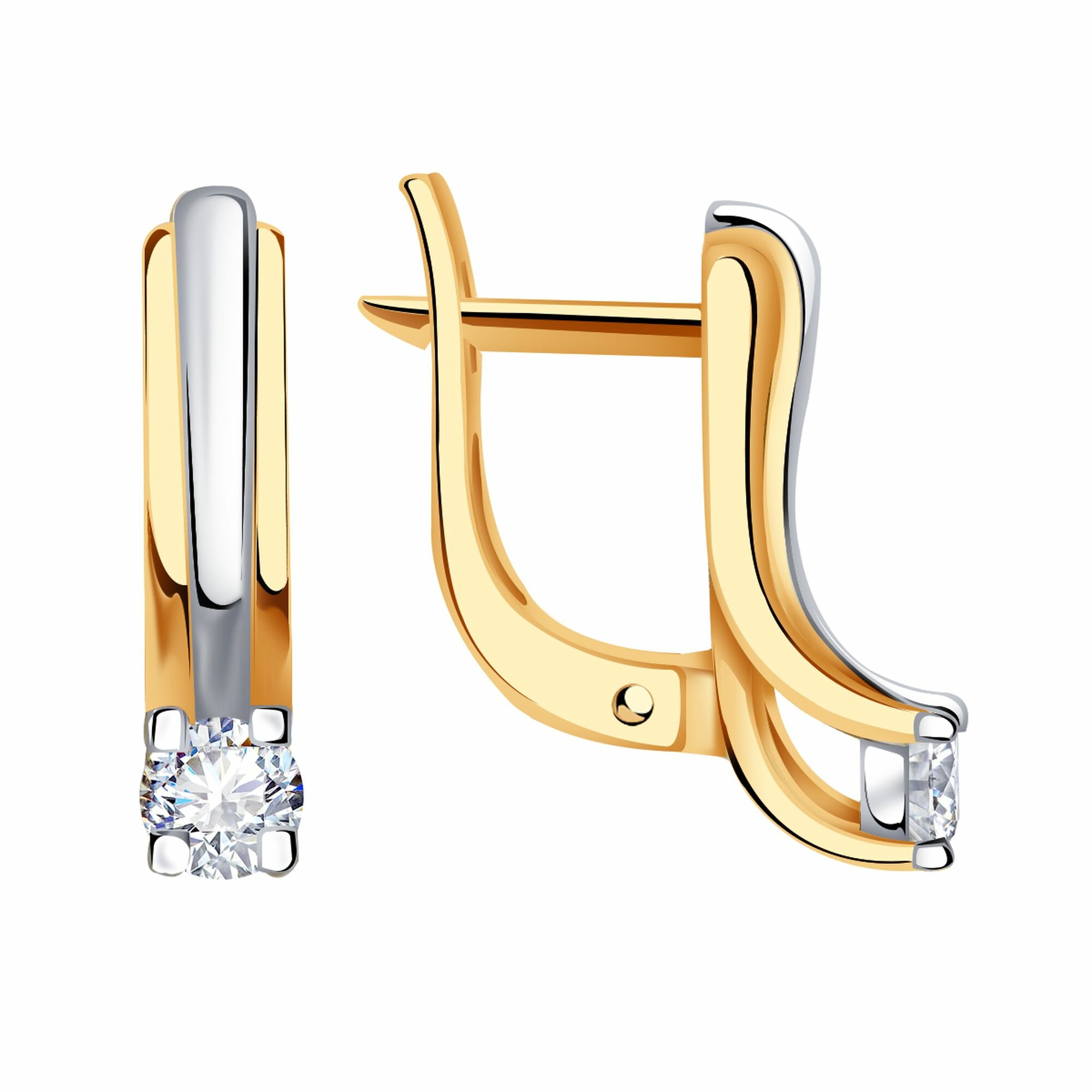 Серьги Diamant online, красное золото, 585 проба, бриллиант