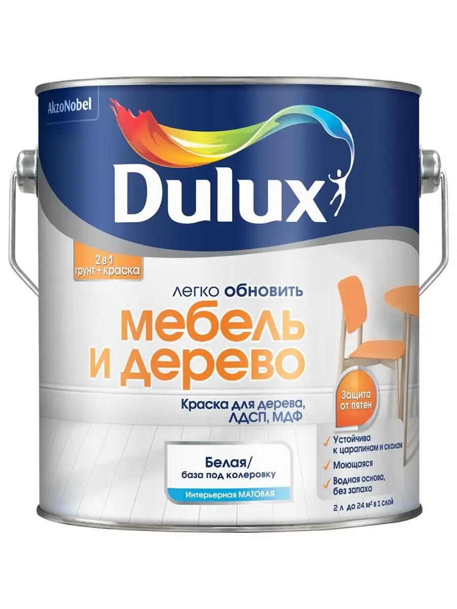 Краска легко обновить Мебель и Дерево , 2л, белая