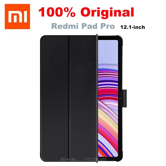 Чехол Xiaomi Redmi Pad Pro 12,1", силикон+кожа Poco Pad 12.1, Черный
