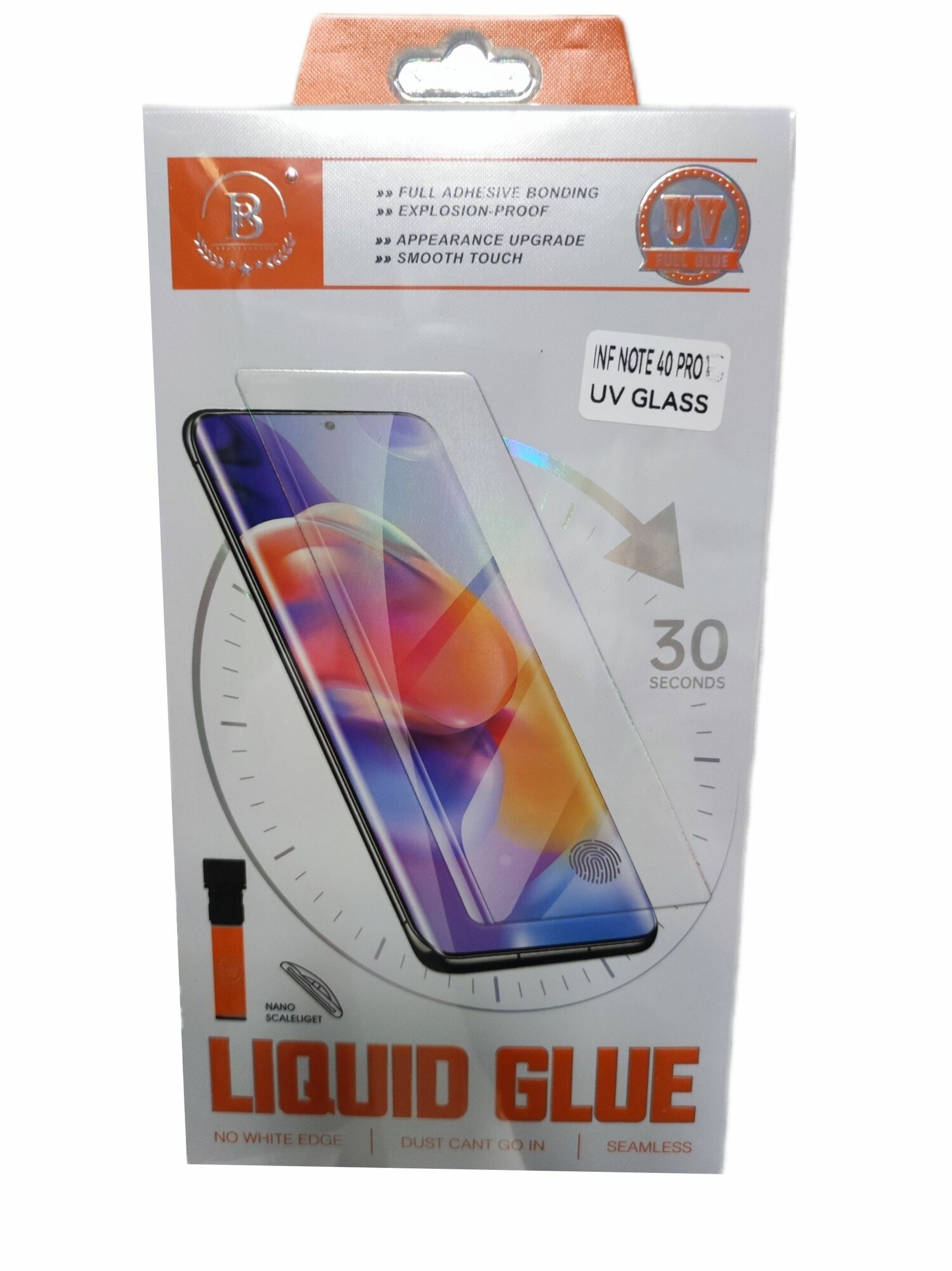 Защитное стекло UV для Infinix Note 40 Pro X6850, X6851, Note 40 Pro+ 5G X6851B, Zero 40 ультрафиолетовое 3D клей + УФ лампа на Инфиникс Ноут 40 про screen glass protector gurved glue