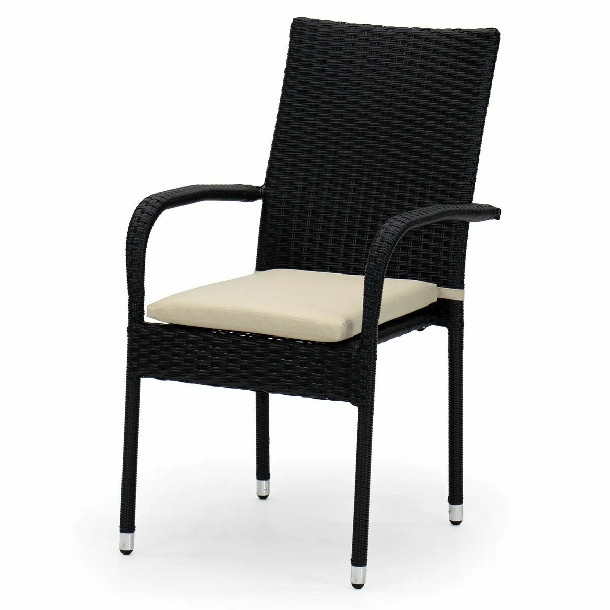 Кресло садовое "Гаити", комплект 4 шт, искусственный ротанг чёрный, подушка бежевая