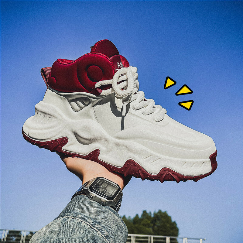 2025 новые мужские туфли средней высоты, модные и универсальные, модные туфли на толстой подошве, нескользящие, дышащие, износостойкие, амортизирующие, повседневные спортивные туфли