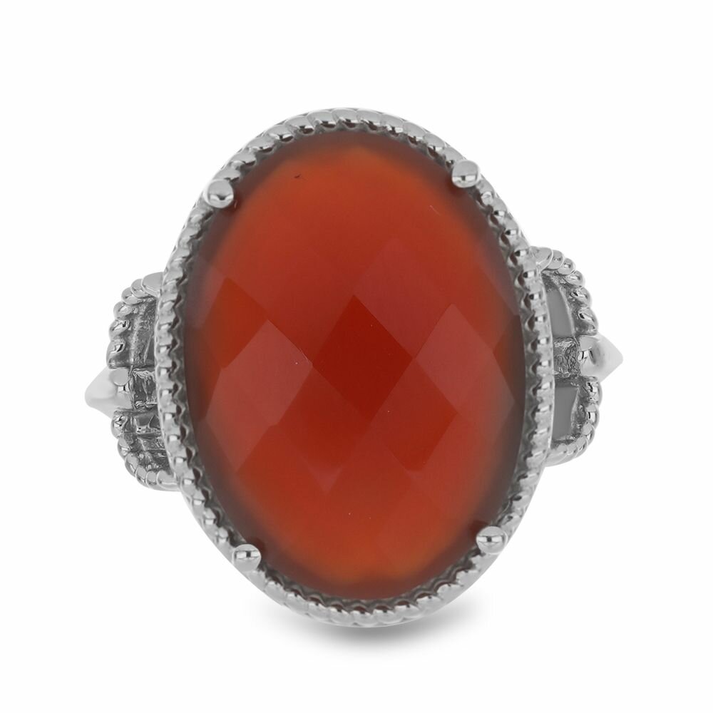 Кольцо, серебро, 925 проба, родирование, агат