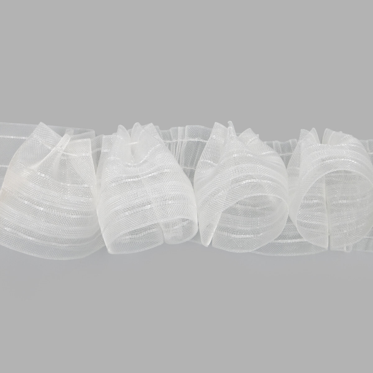 Шторная лента с петлями для крючков 8см*50м 'Рюмочная складка', 2 ряда петель, 4 шнура, прозрачная, Айрис