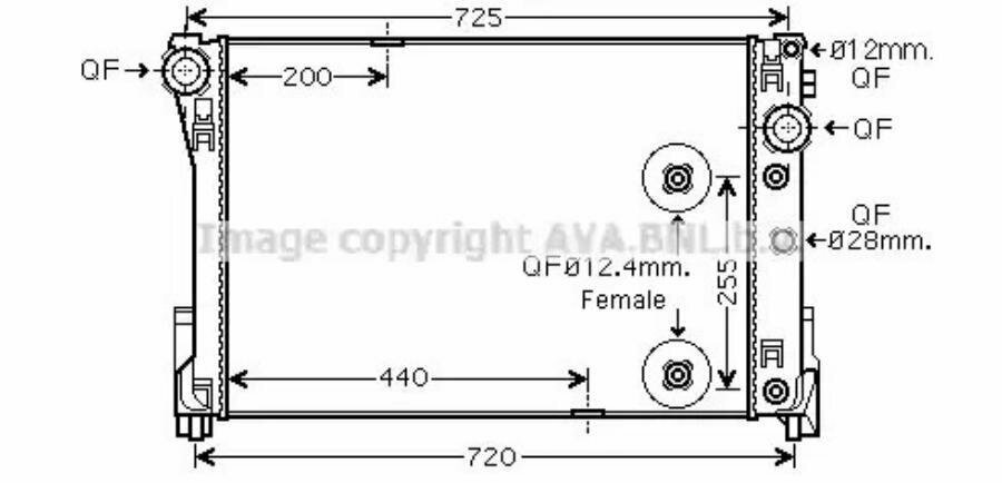AVA MSA2546 Радиатор системы охлаждения MERCEDES-BENZ C-SERIES W204 (2007) C320 3.0 CDI