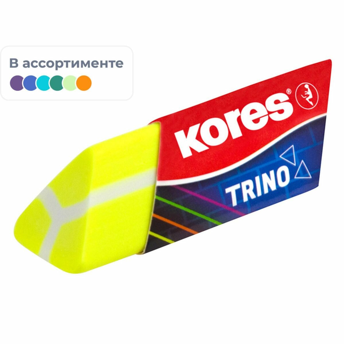 Ластик Kores, виниловый, 64x20x16мм, в держателе, 28шт.