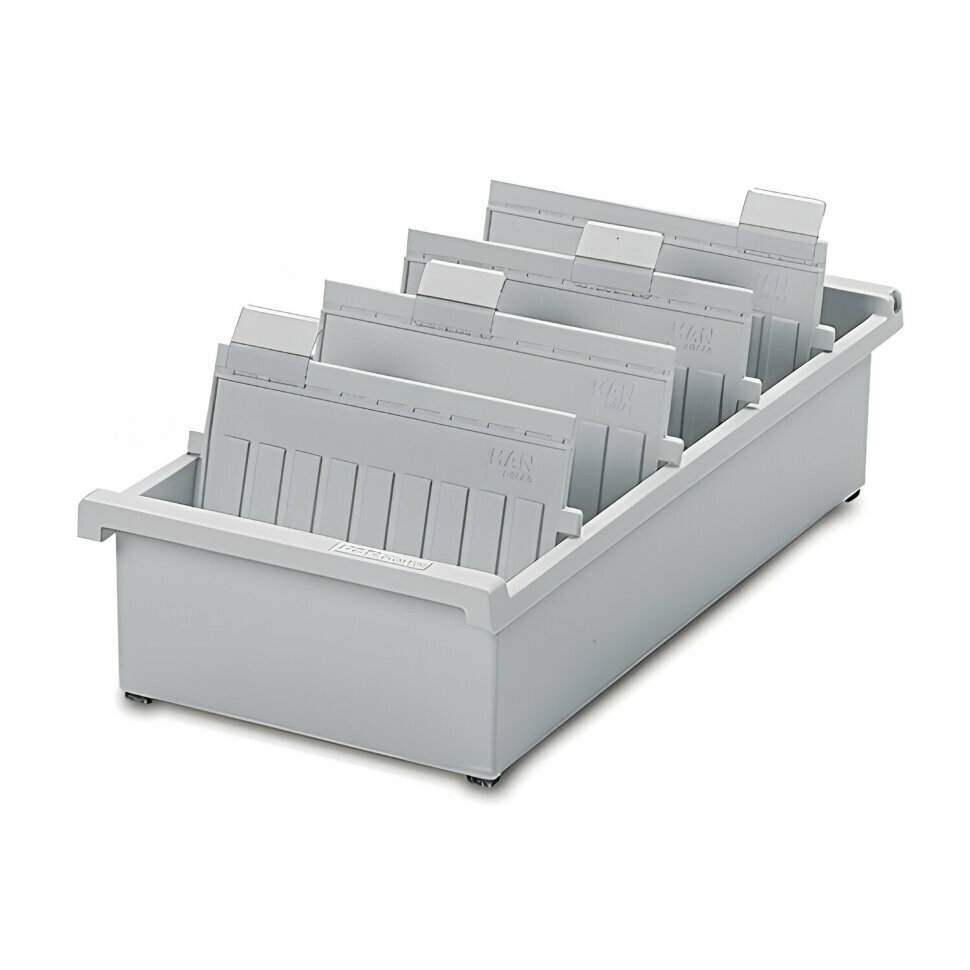 Картотека пластиковая формат А5 (210х148 мм) горизонтальная на 1300 карт, серая, HAN (Германия), НА955/0/11, 231167