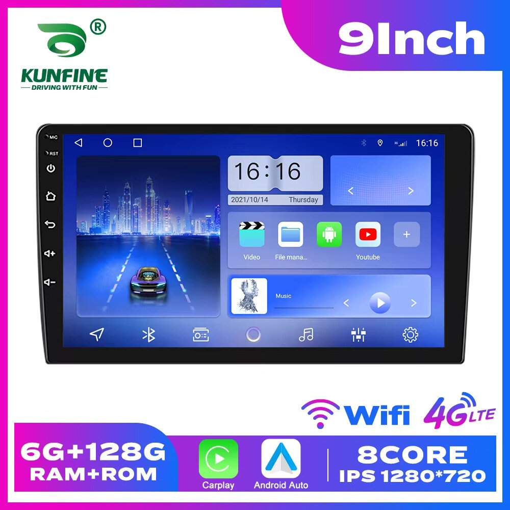 Автомобильная навигация KUNFINE, 9", 6G+128G, HD-экран, с CarPlay