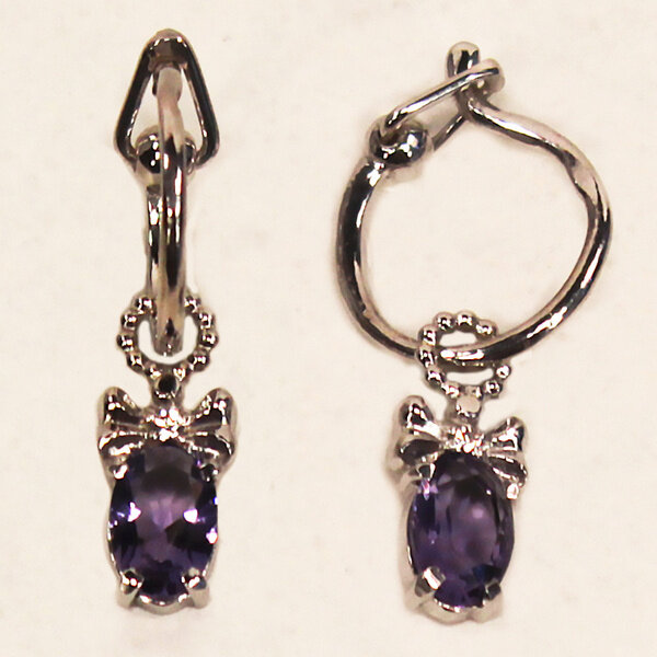 Серьги, серебро, 925 проба, родирование, кристалл, фианит