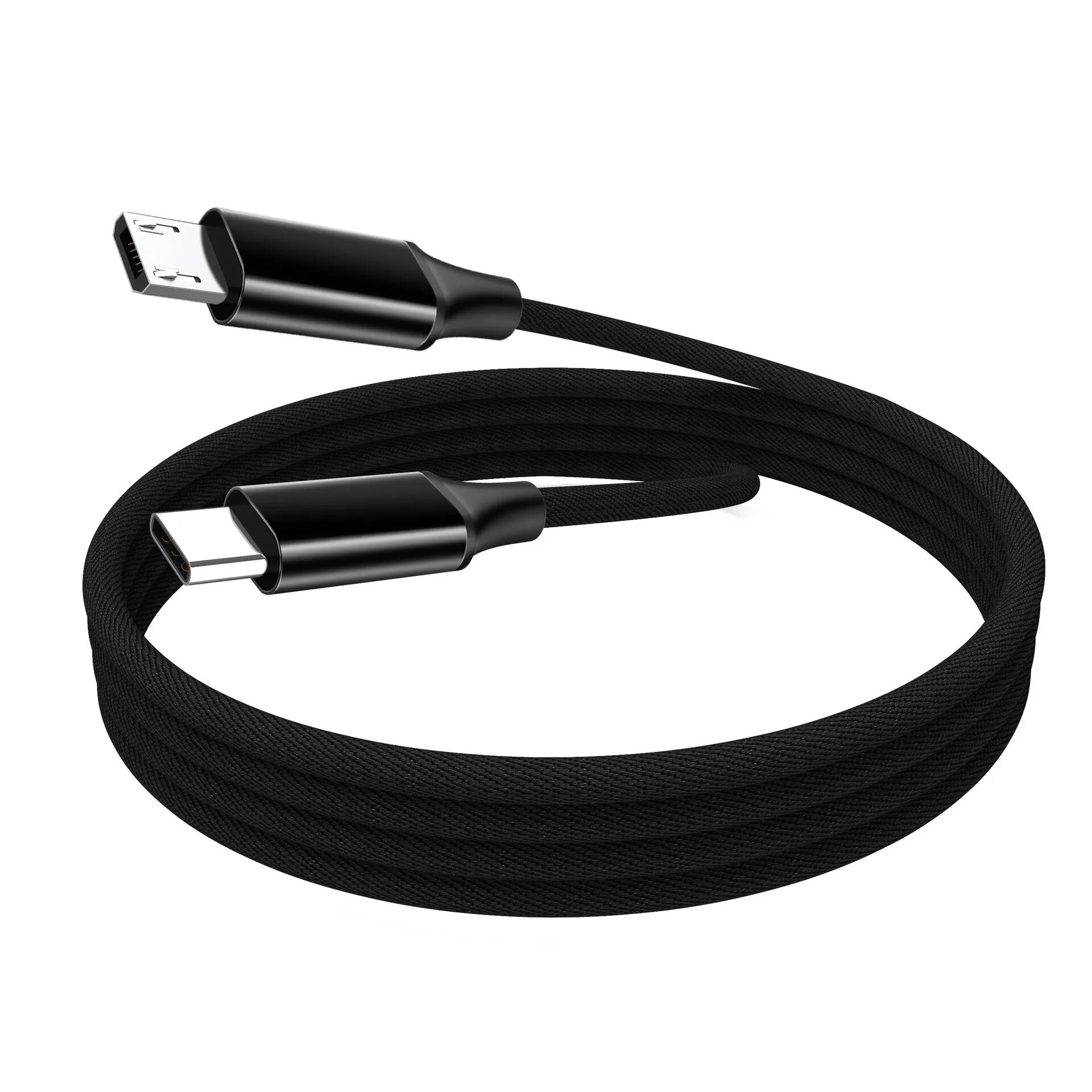 Тип C к кабелю Micro USB Адаптер USB C Шнур для быстрой зарядки данных Зарядное устройство для Macbook Pro Samsung Huawei Xiaomi Адаптер Micro USB 2 м, черный