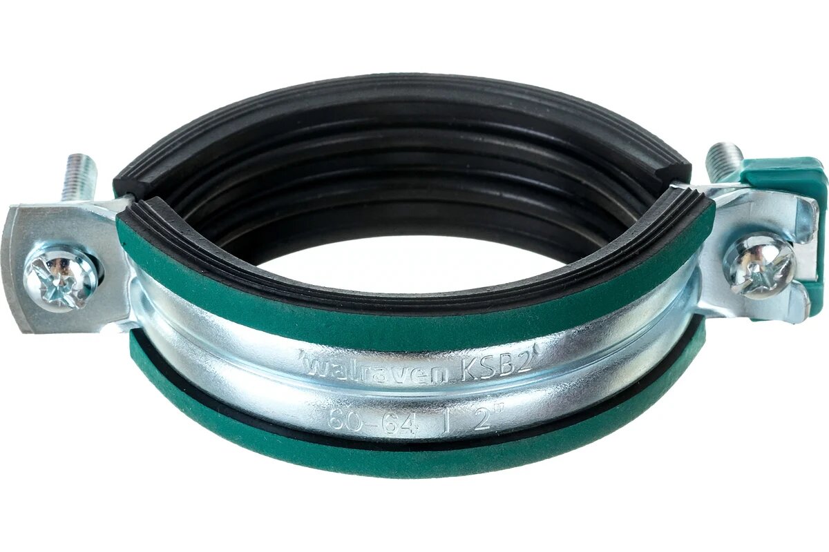 Walraven KSB2 оцинкованный хомут с EPDM уплотнителем, M8/10, диаметр 60-64 мм, 3396064