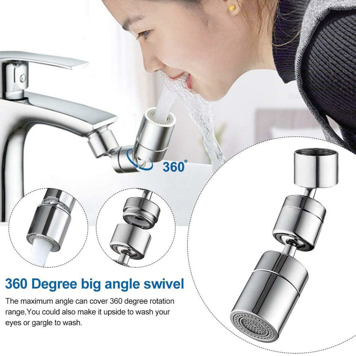 Аэратор для крана - 1 аэратор для крана, 1 гаечный ключ, 5 интерфейсов для установки крана (M22-G1/2 M22-FM20 M22-M22 M2