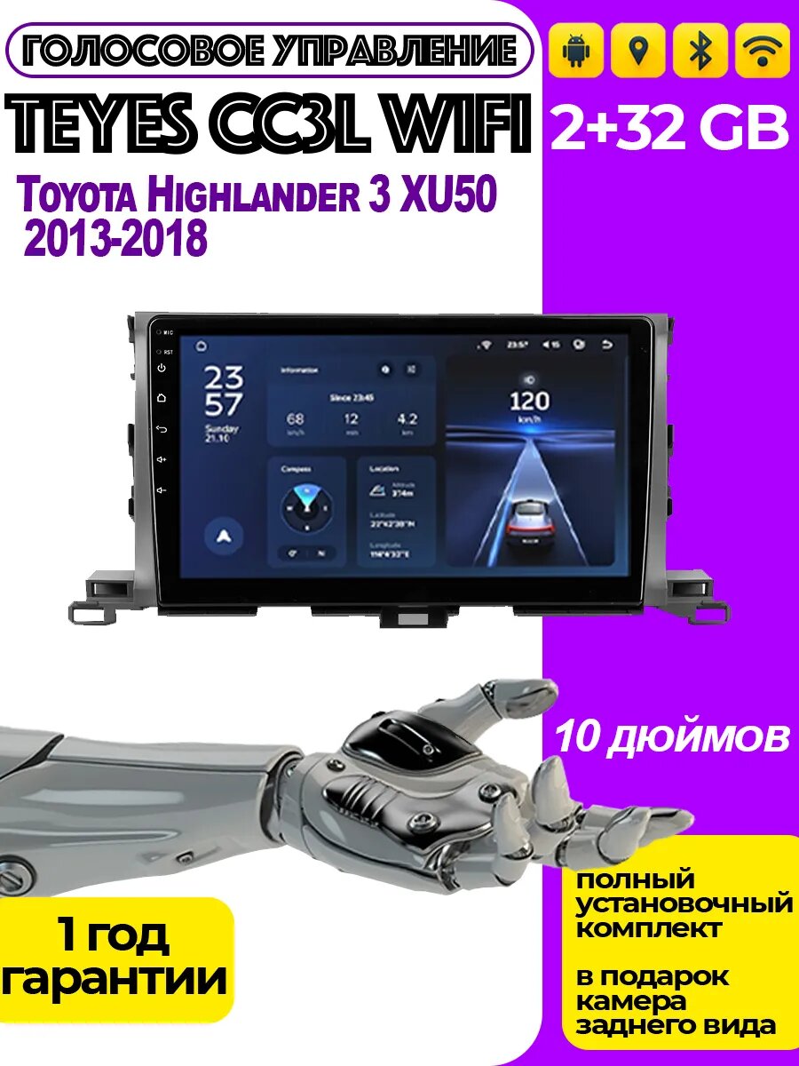 Магнитола CC3L WIFI Toyota Highlander 3 XU50 2013-2018 2/32