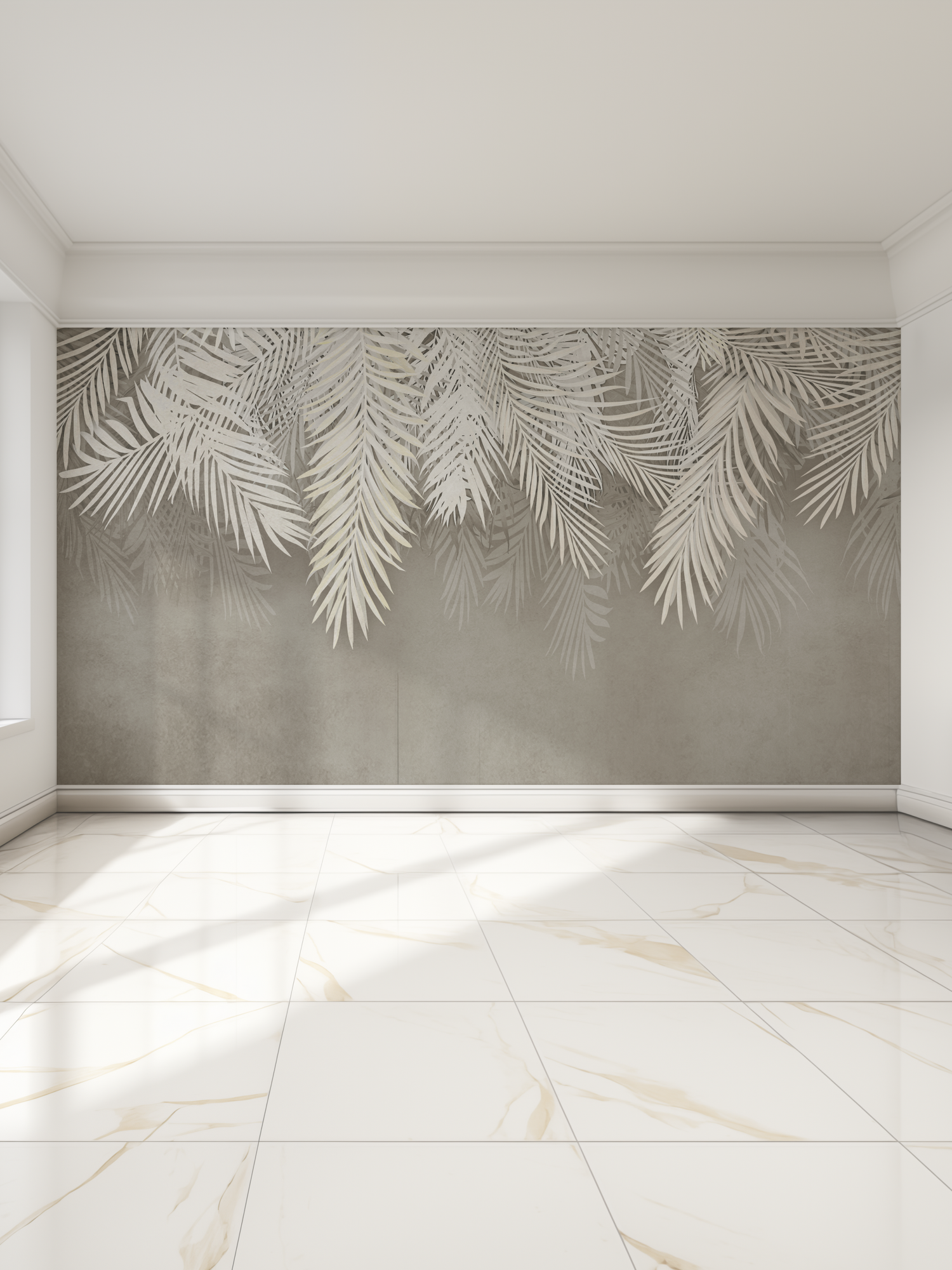 Фотообои 3д на стену "Перья листья", флизелиновые 500х280 см на кухню, спальню, зал