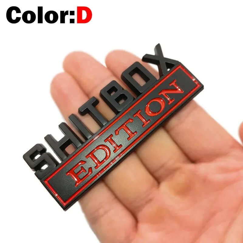 3D Хромированная Черно-красная Металлическая Эмблема SHITBOX EDITION, Наклейка-значок Для Задней D