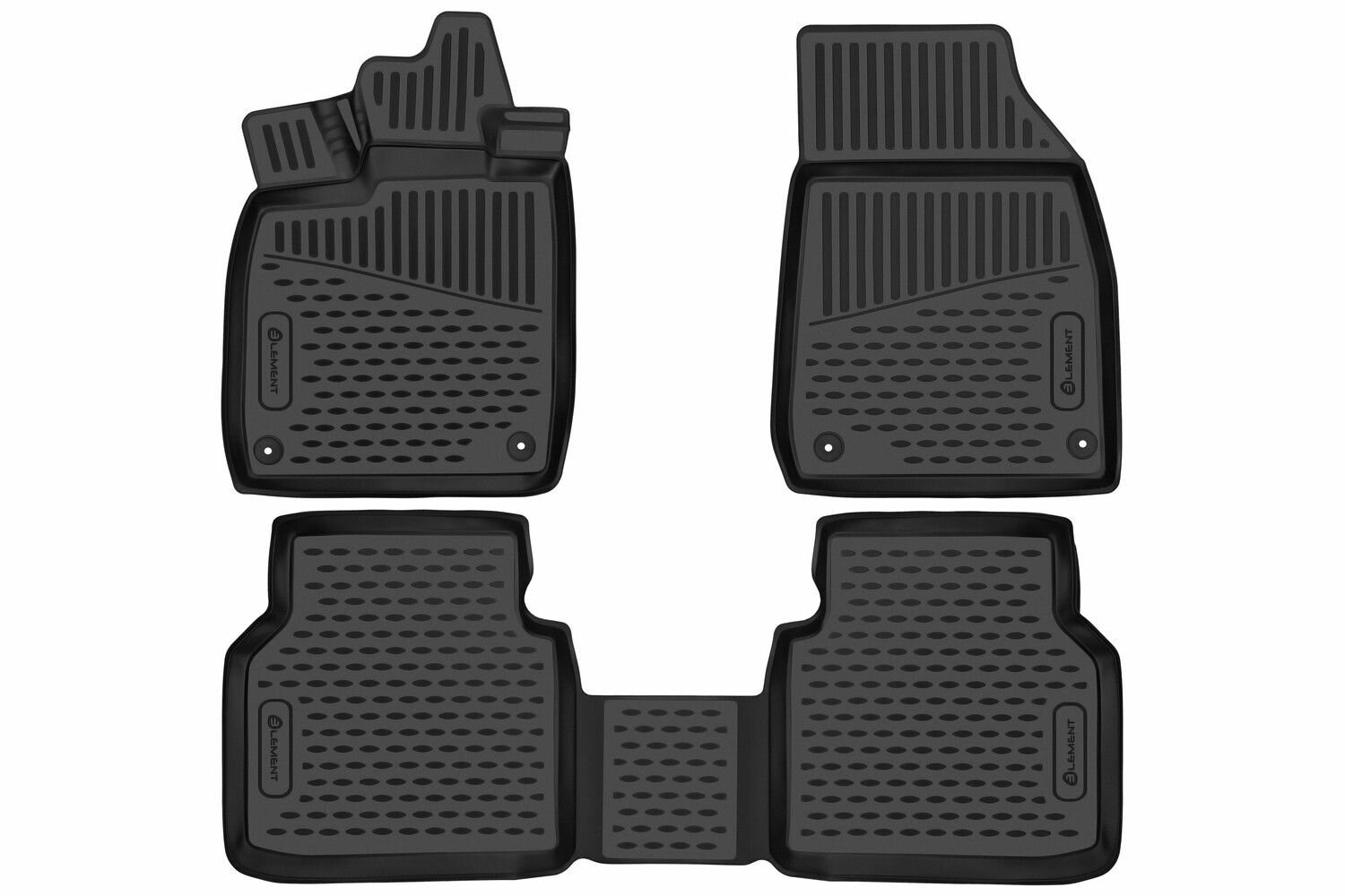 Коврики 3D в салон для VOLKSWAGEN ID.4 2020-, кроссовер, battery electric, USA, 3шт. (полиуретан), ELEMENT3DAN0327210K