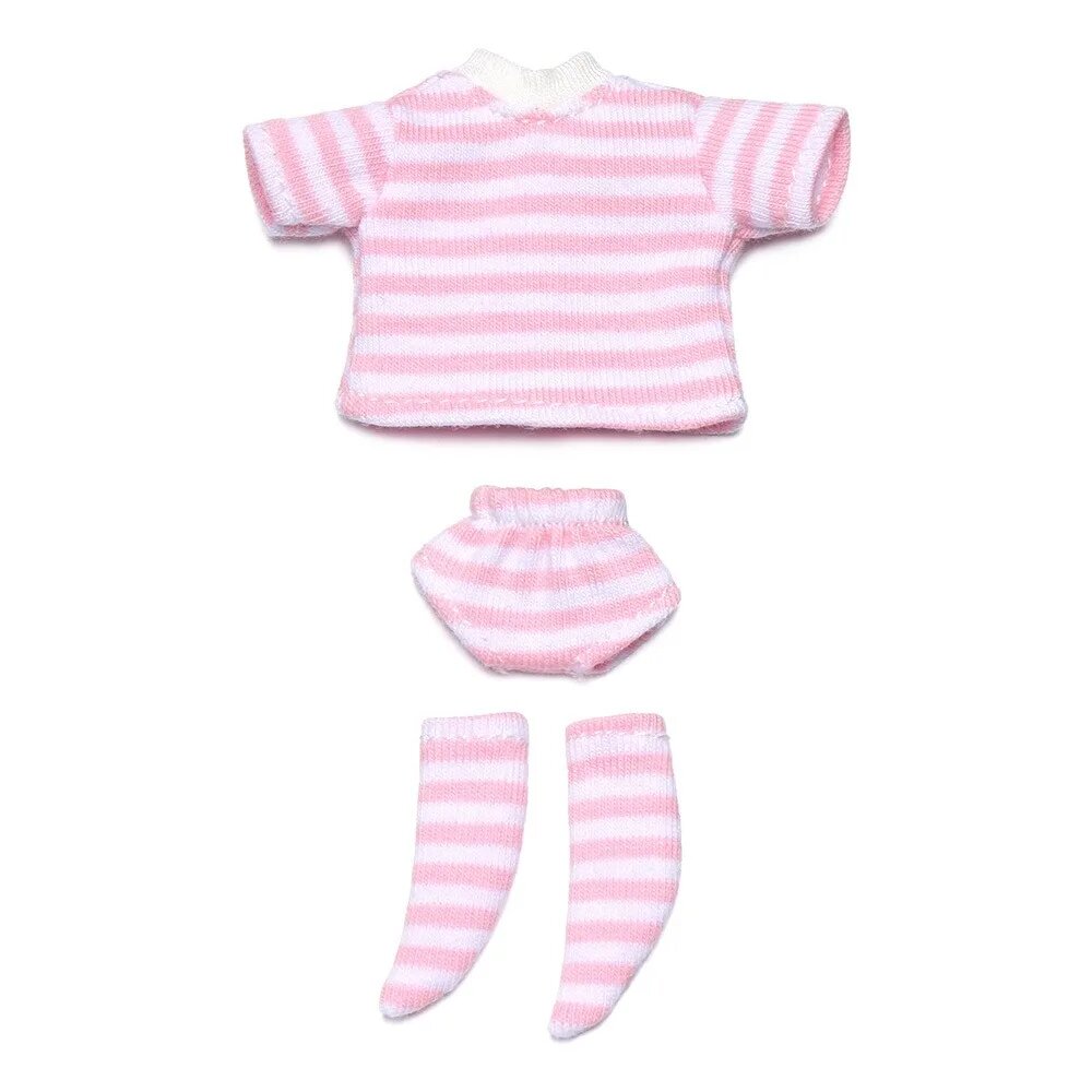 Хлопковая футболка для куклы OB11 Розовый, Pink White