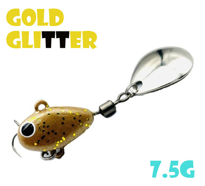 Блесна Тейл-Спиннер для рыбалки Uf-Studio Hurricane 7.5g #Gold Glitter