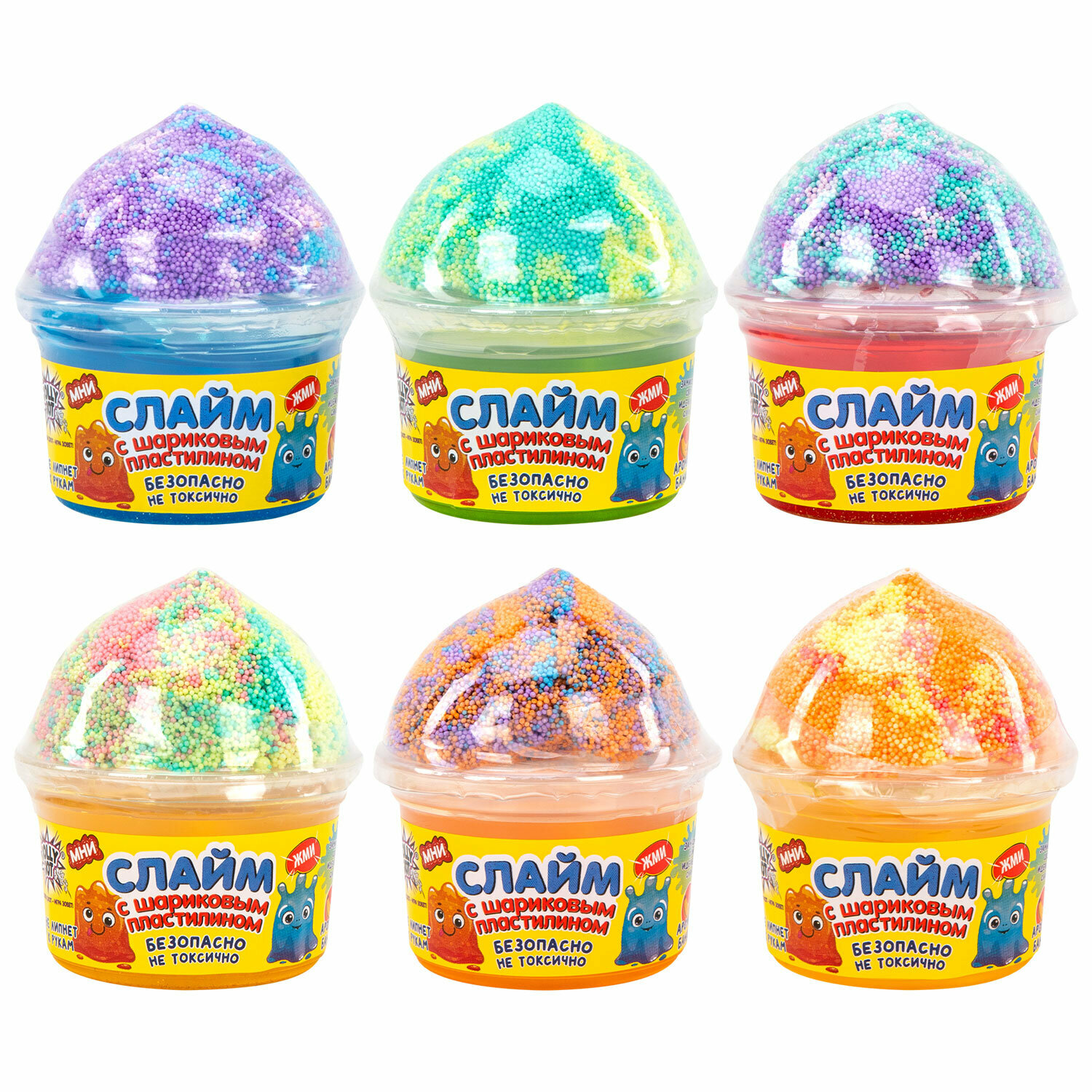 Слайм + шариковый пластилин, 115 г, ассорти 6 видов, JOLLY JOT (джолли джот), 665949 (цена только за 1 шт.)