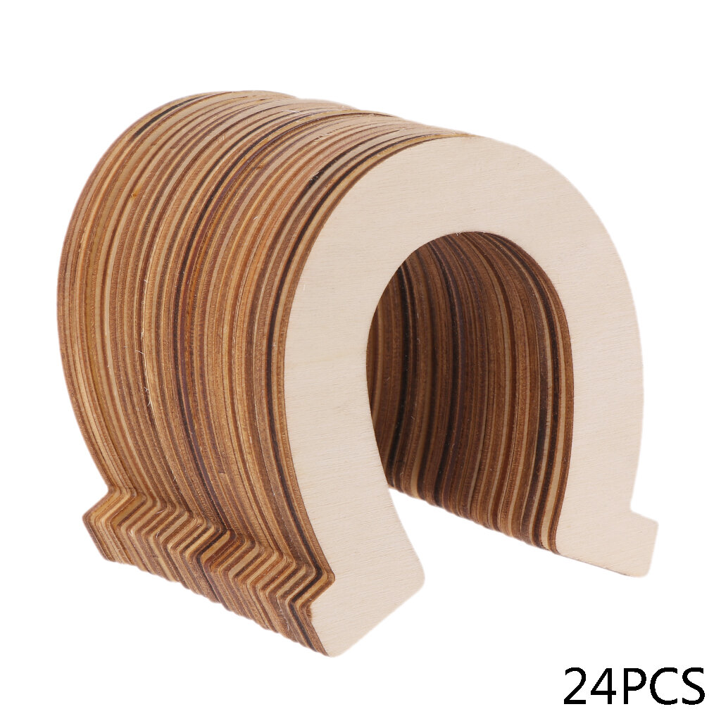 24шт Деревянная Лазерная Резка DIY Неокрашенная Подкова Незаконченный Чип Для Альбома Вырезок