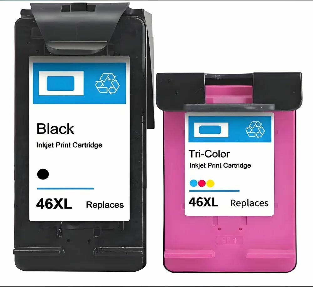 Картридж HP 46 для принтеров HP DJ Ink Advantage 2020hc, DJ 2520hc, DJ Ultra 2029, DJ Ultra 2529, Ultra 4729(1/Черный ,1/Цветной), совместимый, Набор CMYK LcLmGLg, 2 шт