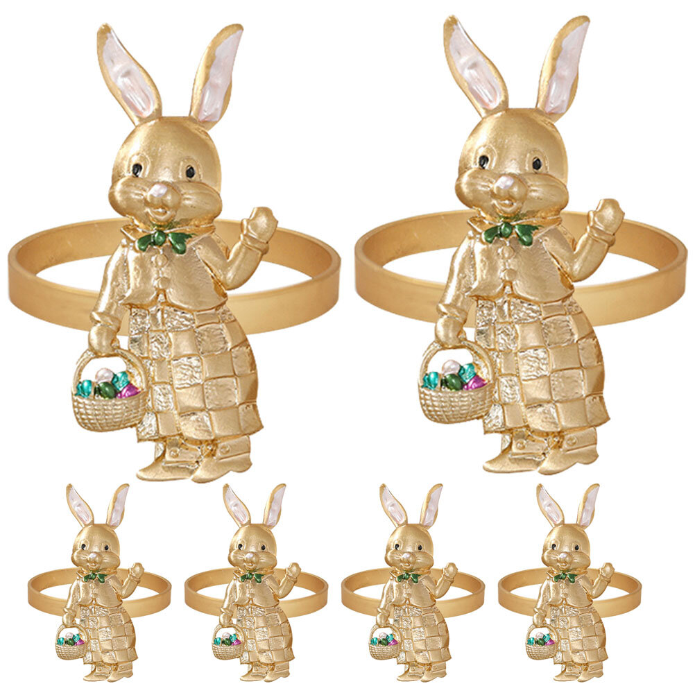 Декоративные Салфеточные Кольца В Форме Зайца, Золотистые, Для Семейных Встреч, 6 Штук