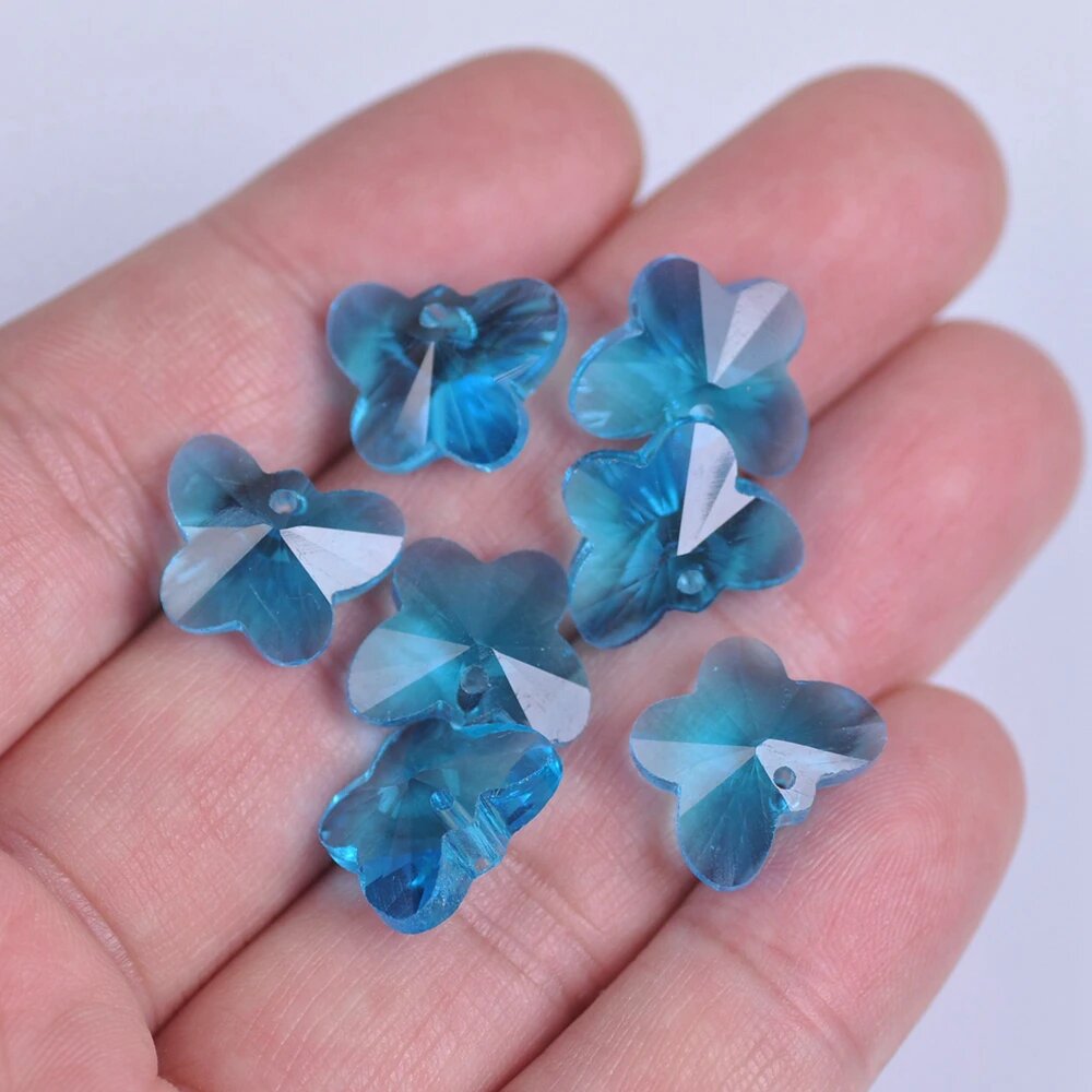 Стеклянные подвески-бабочки Weargolsil 14 мм Lake Blue