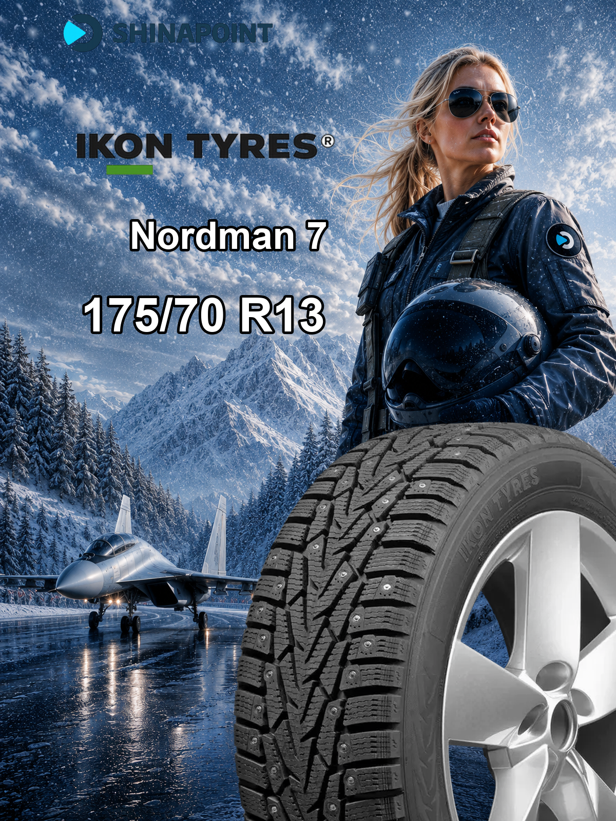 Шины зимние R13 175 70 82 T автомобильная зимняя резина IKON TYRES модель Nordman 7