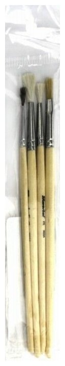 Набор из 10 штук Набор кистей Silwerhof 980056 (набор 4 штуки) пони круглый№1/коза круглый№2,3/щетина плоская№4 деревянная ручка