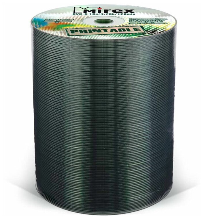 Диск DVD-R Mirex 4.7 Gb, 16x, Shrink (100), Ink Printable (100/500) 203315 {UL130028A1T}