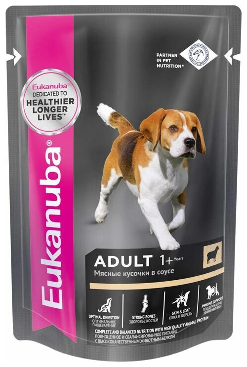 EUKANUBA DOG ADULT LAMB для взрослых собак с ягненком в соусе (100 гр х 24 шт)