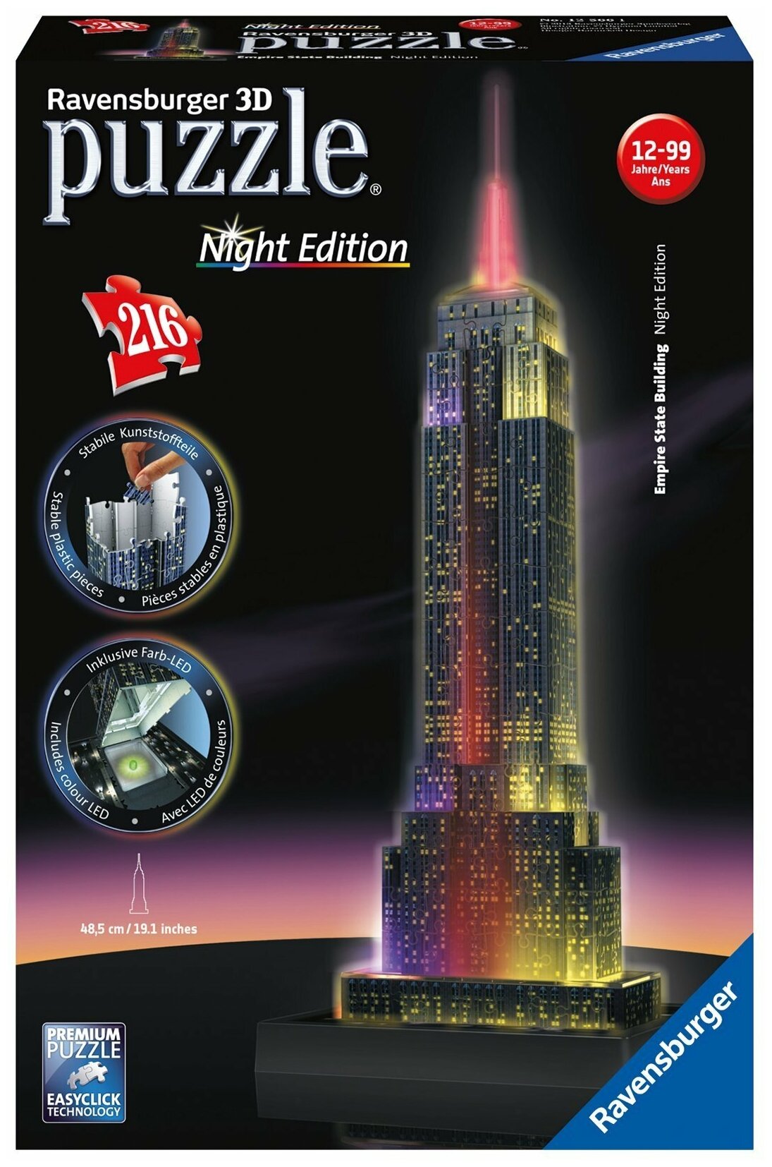 3D пазл Ravensburger Ночной Эмпайр Стейт Билдинг, 216 эл. 12566