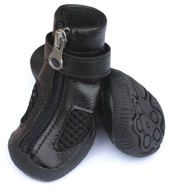 Ботинки (Triol) черные для собак, 35x35x40мм (уп.4шт.) YXS216-1